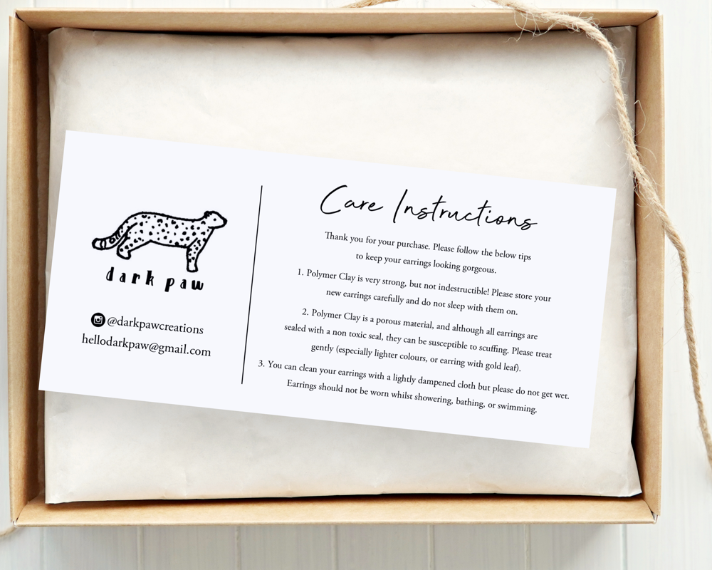 Personalised Care Instruction Cards (Pack of 10)